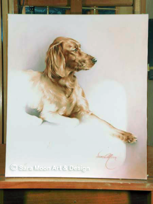 THE ORIGINAL ARTWORK Red Setter at The Art of Sara Moon.